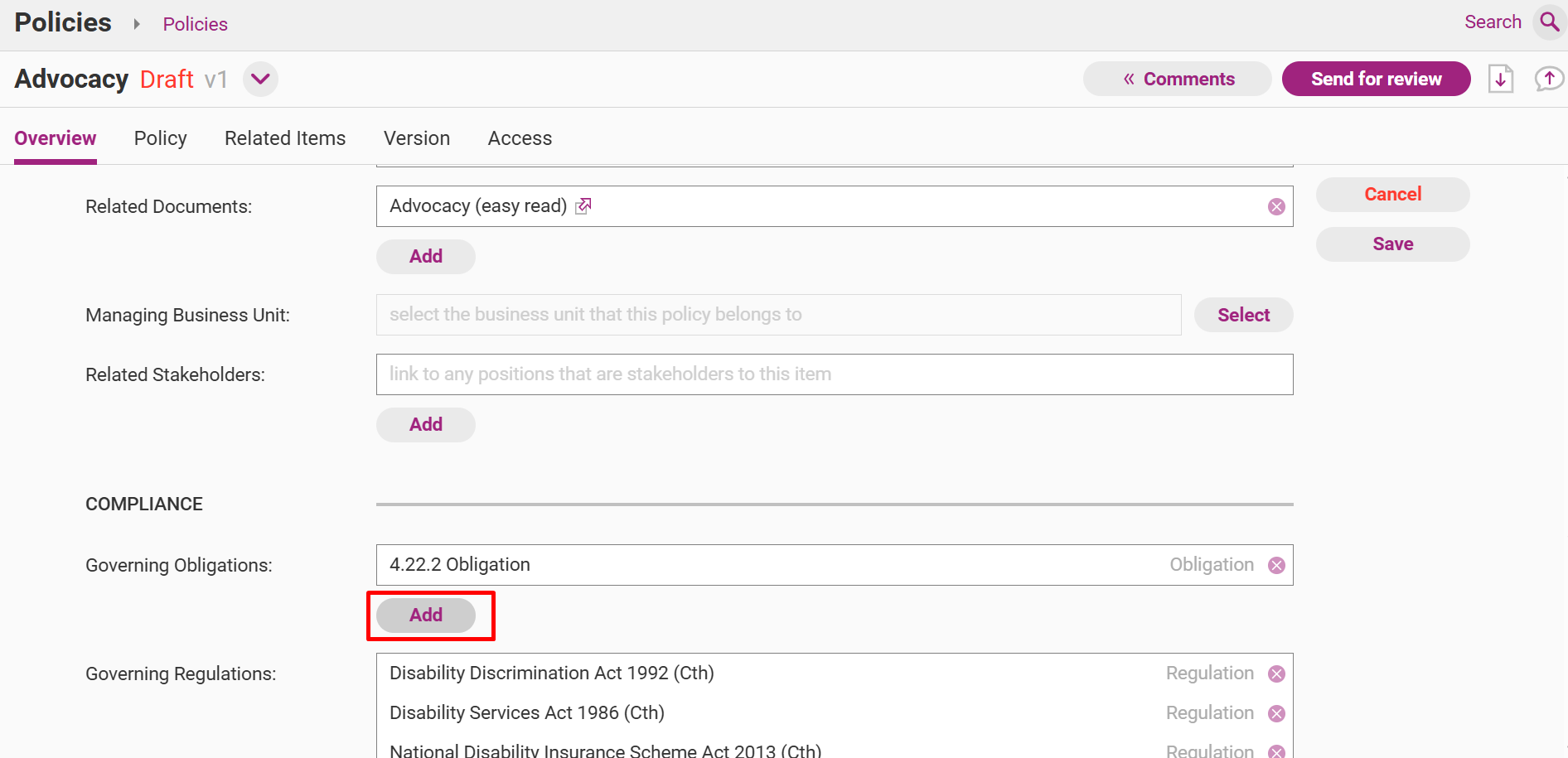 Obligations working example 1: Attach obligation to relevant content ...