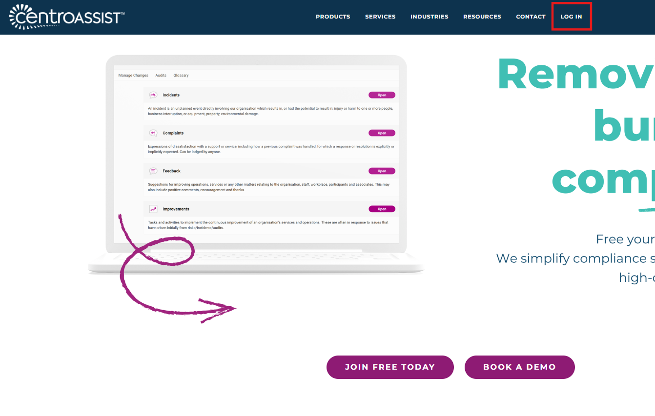 Access the Web App – Centro ASSIST Support Portal
